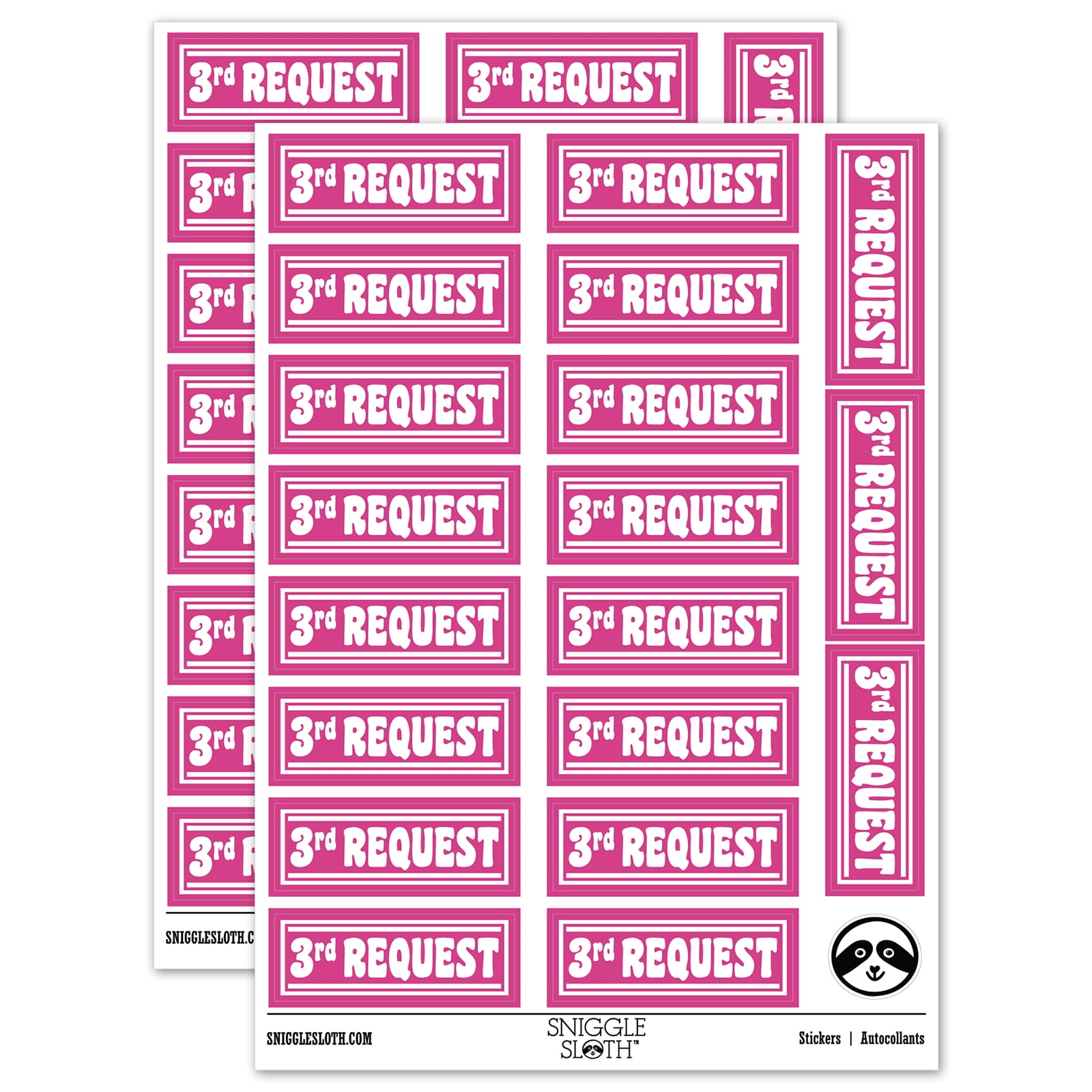 3rd Third Payment Request Sticker Set - Hot Pink - Matte Finish - 2.00 ...