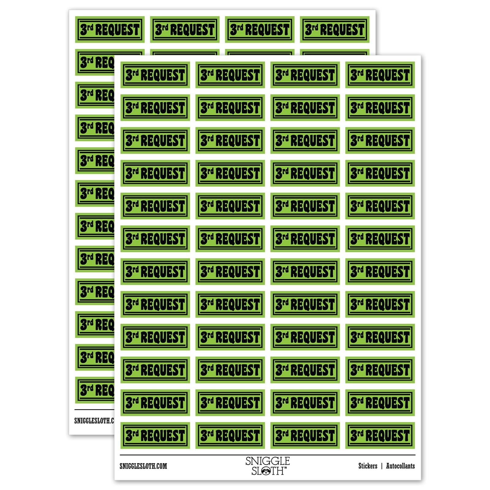 3rd Third Payment Request Sticker Set - Light Green - Gloss Finish - 1. ...