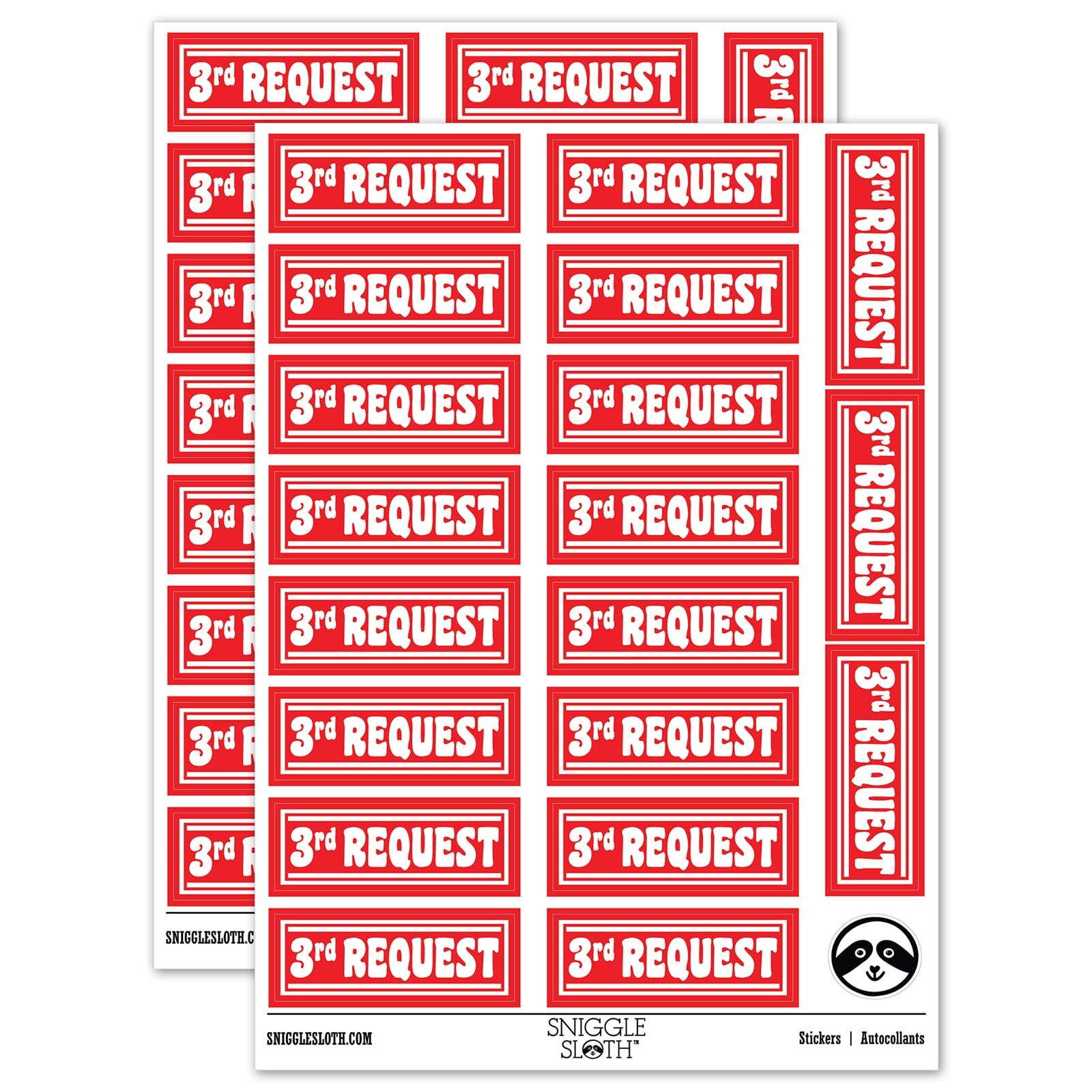 3rd Third Payment Request Sticker Set - Red - Gloss Finish - 2.00 ...