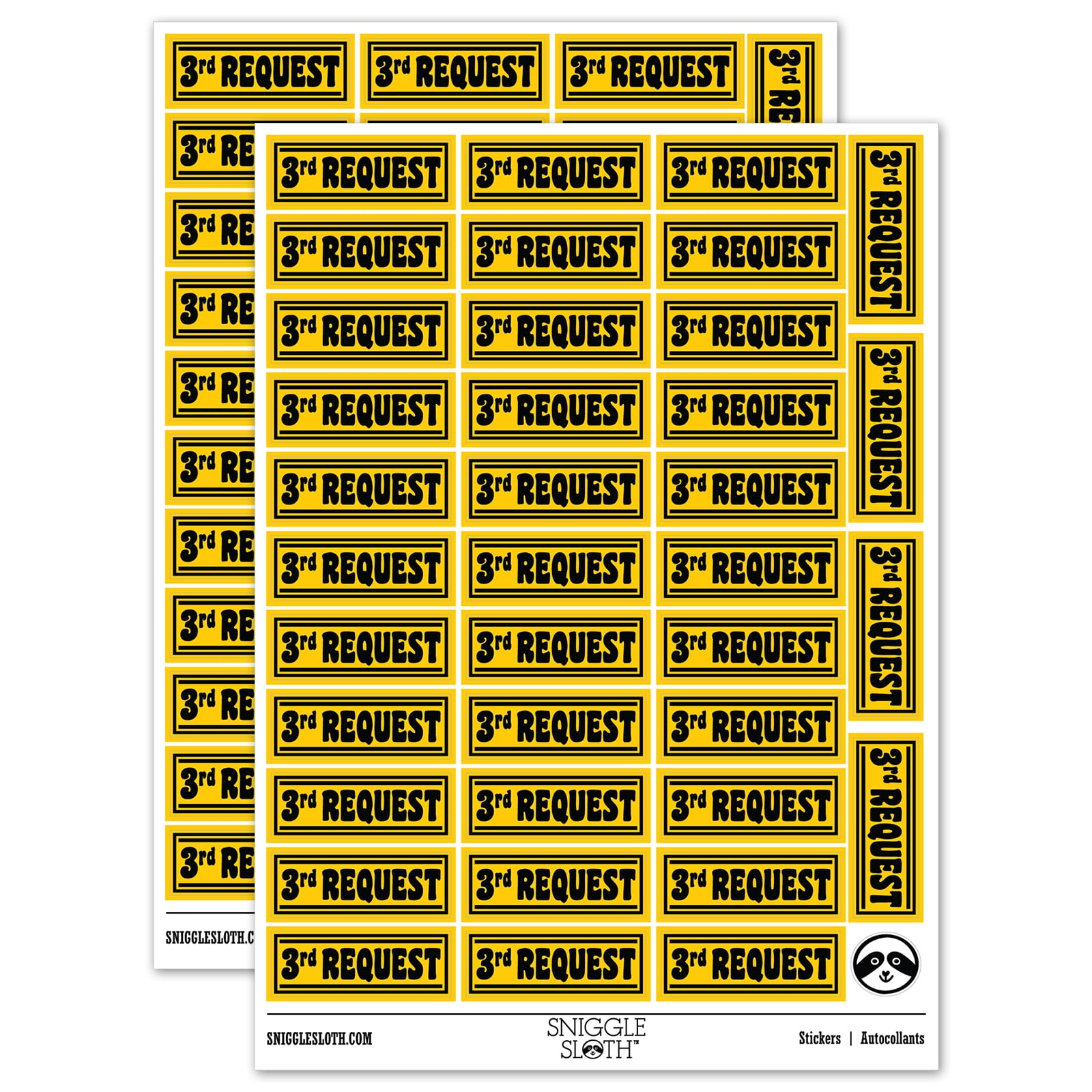 3rd Third Payment Request Sticker Set - Yellow - Matte Finish - 1.5 ...