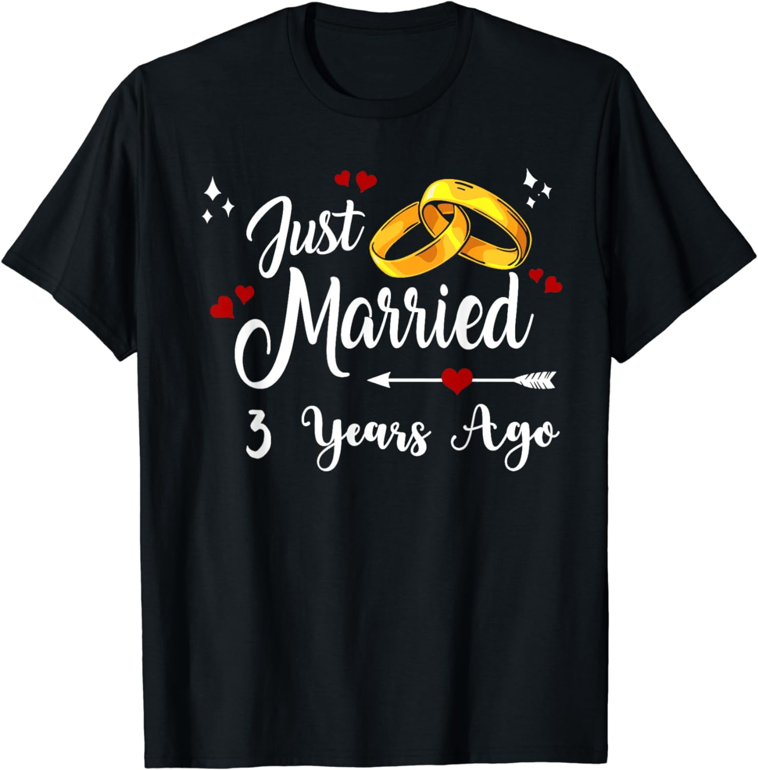 3rd Wedding Anniversary Just Married 3 Years Ago Matching T-Shirt ...