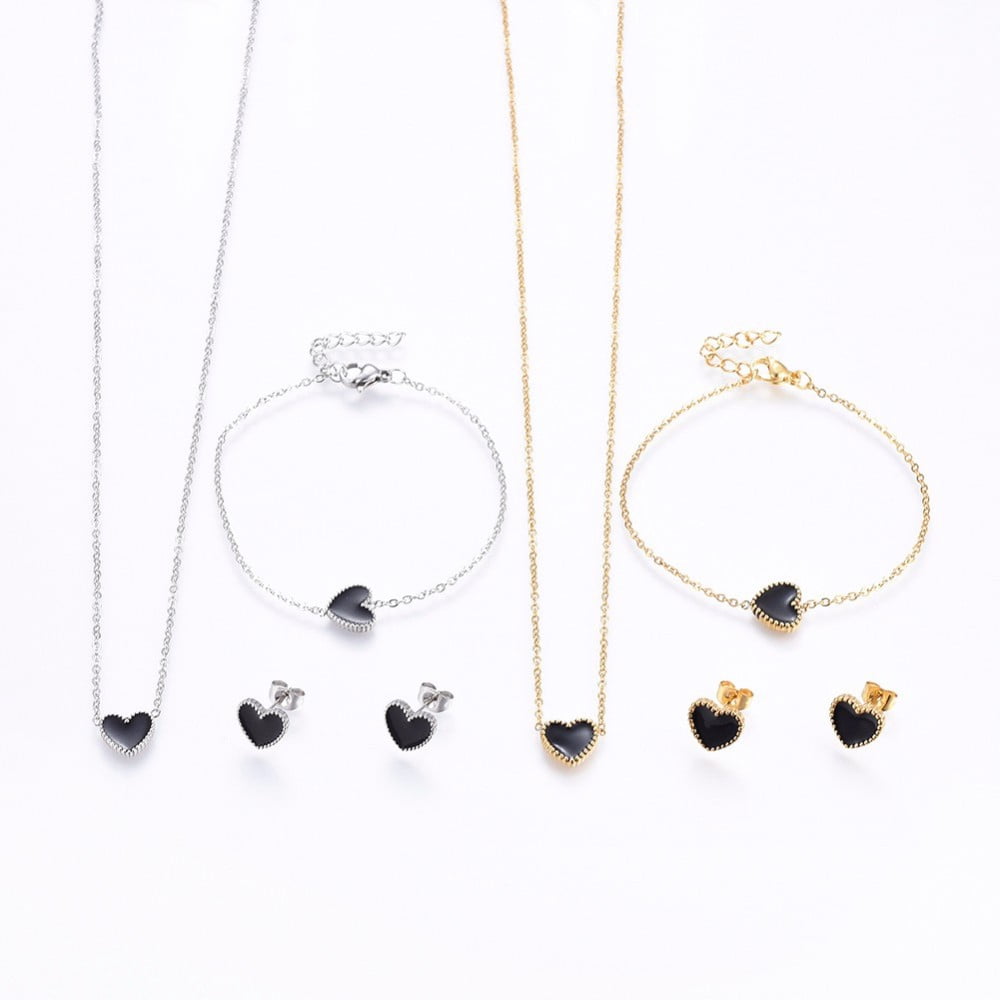 3sets 304 Stainless Steel Jewelry sets Necklaces & Stud Earrings ...