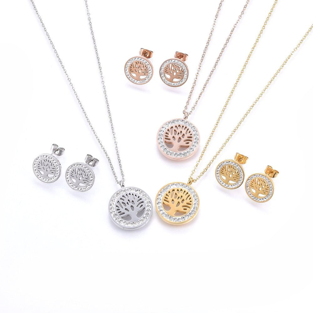 3sets 304 Stainless Steel Jewelry sets Pendant Necklaces and Stud ...