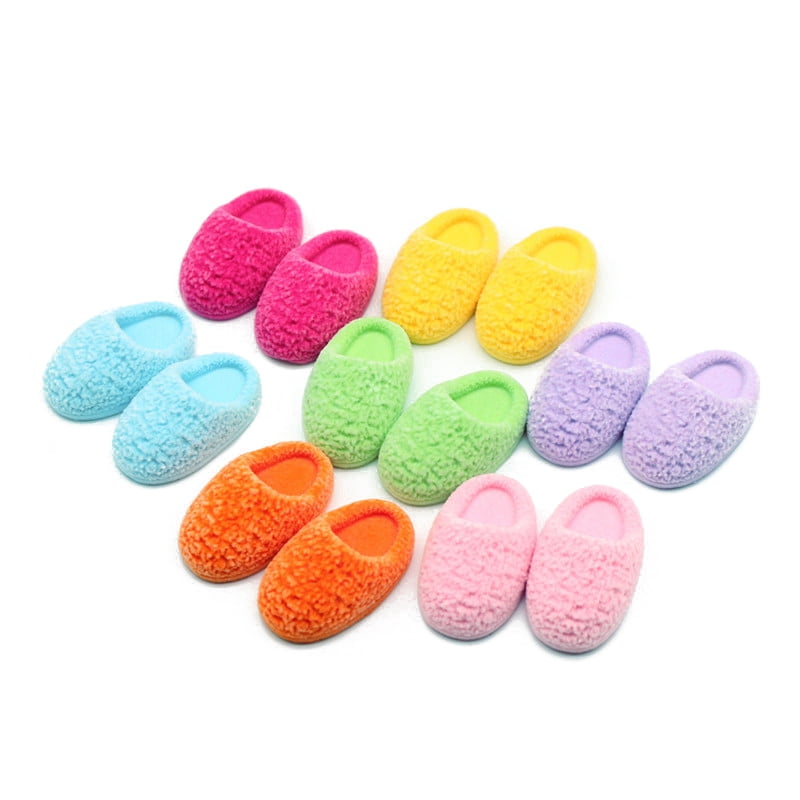 3sets Flocking Resin Ctton Slippers Model Micro Landscape Dollhouse ...