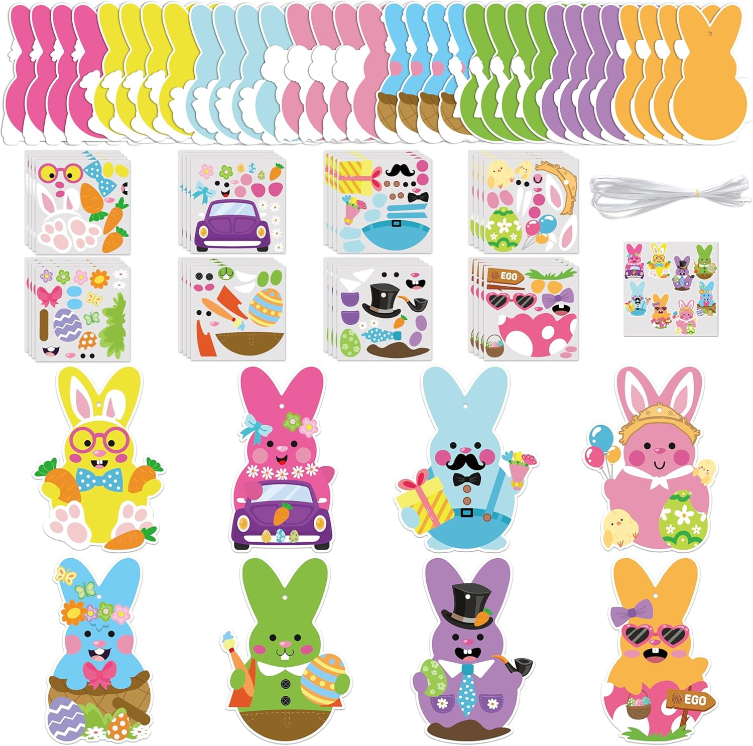 3sscha 123Pcs Easter Bunny Craft Kit for Kids - DIY Make Your Own Bunny ...