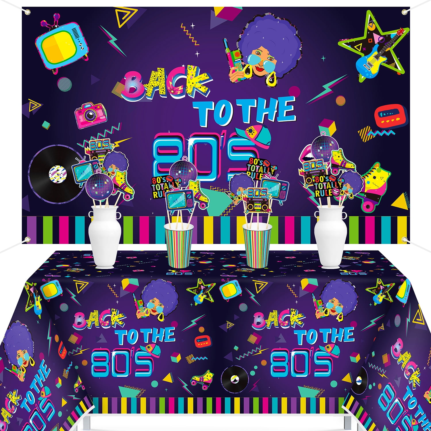 3sscha 20Pcs 80S Throwback Birthday Party Decoration Back to The 80s ...