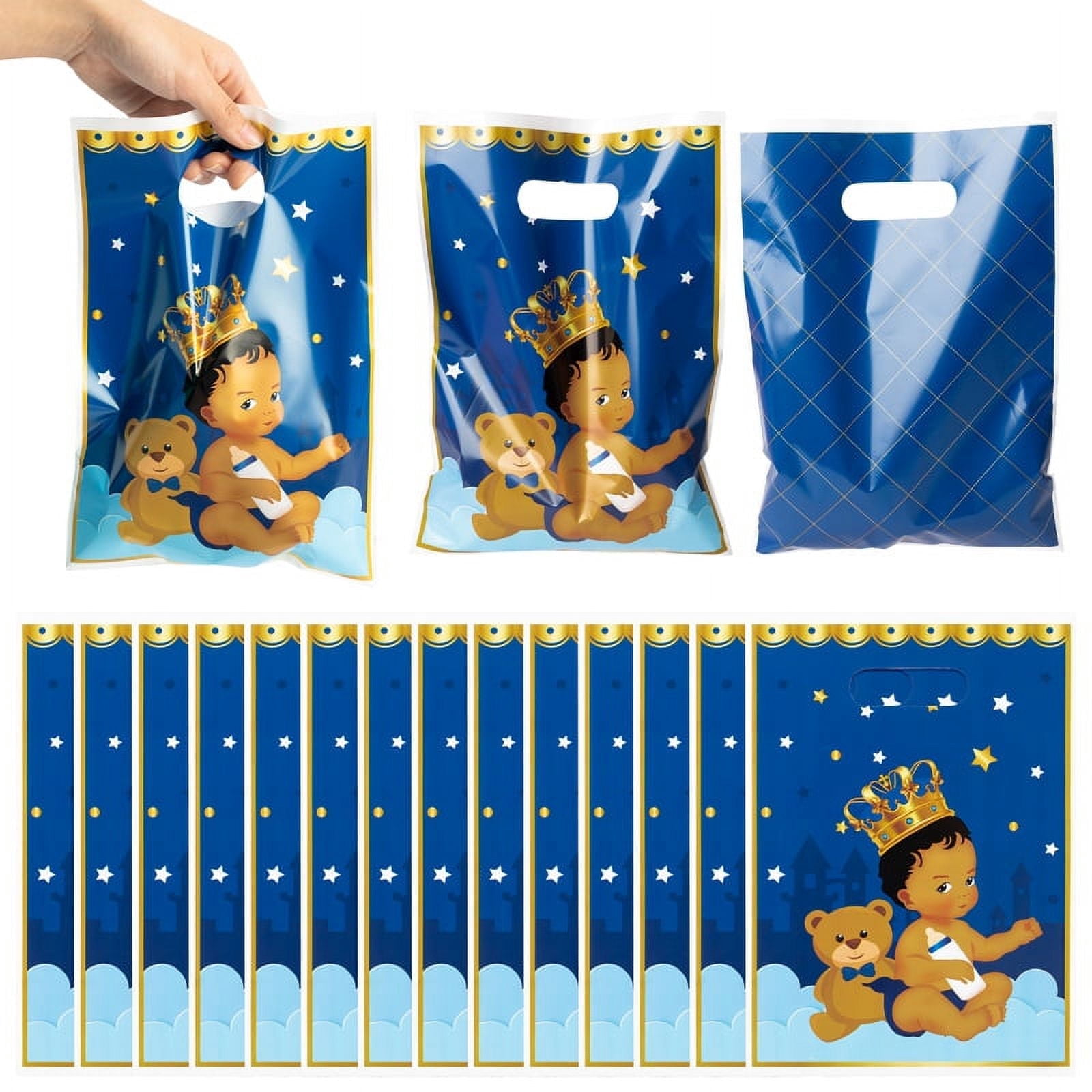 Royal Prince Gift Bag with Handle, Blue Waterproof Party Favor Bags, 50 ...