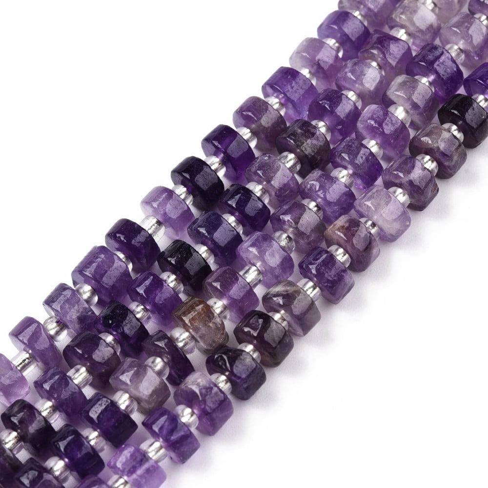 3strands Natural Amethyst Beads Strands with Seed Beads Heishi Beads ...