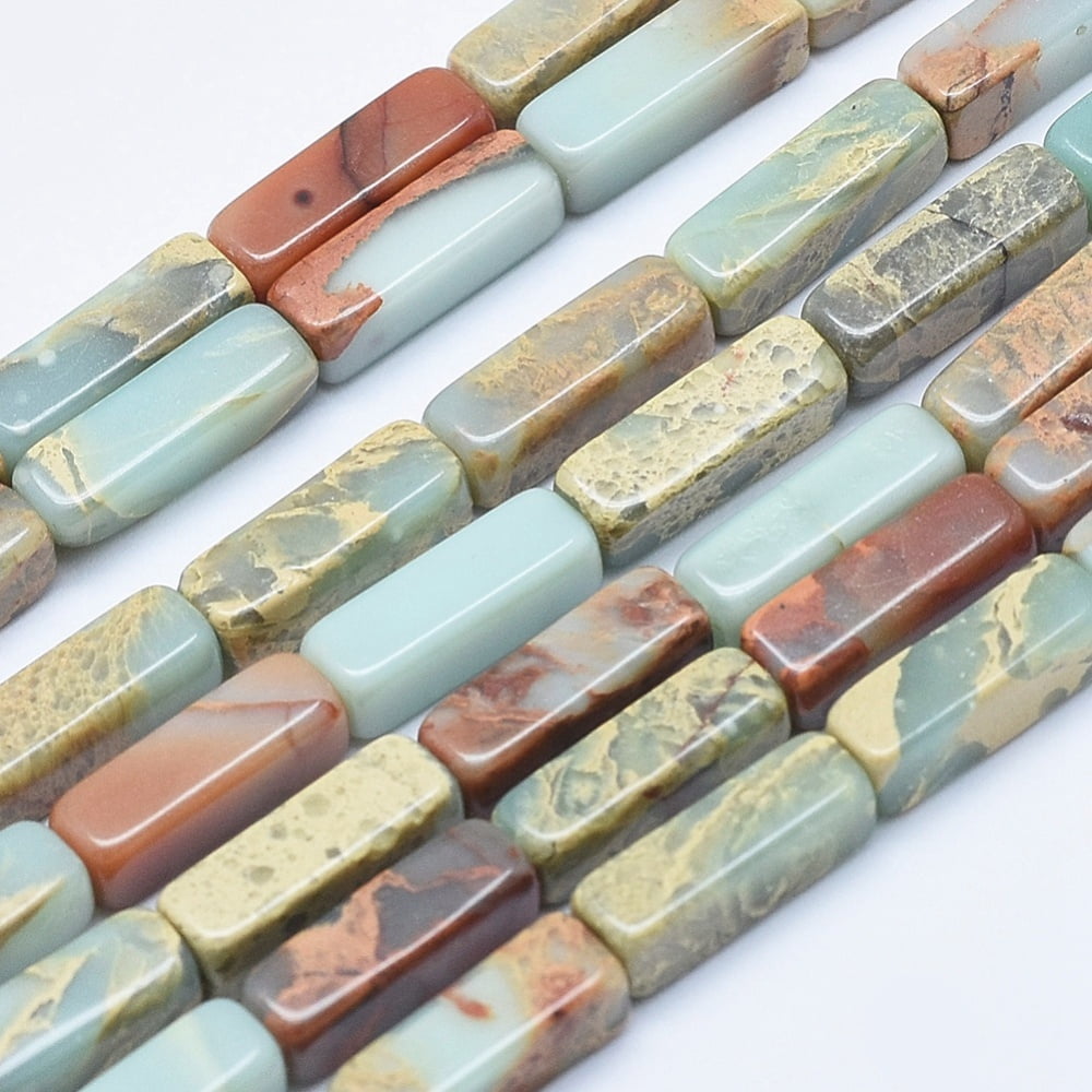 3strands Natural Aqua Terra Jasper Beads Strands Cuboid 13~14x4~4.5mm Hole: 1mm about 30pcs ...
