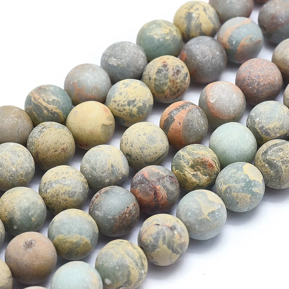 3strands Natural Aqua Terra Jasper Beads Strands Frosted Round 8mm Hole ...