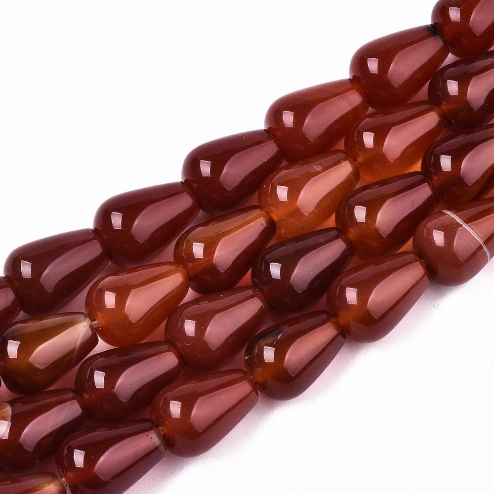 3strands Natural Carnelian Beads Strands Dyed Teardrop FireBrick 14x9 ...