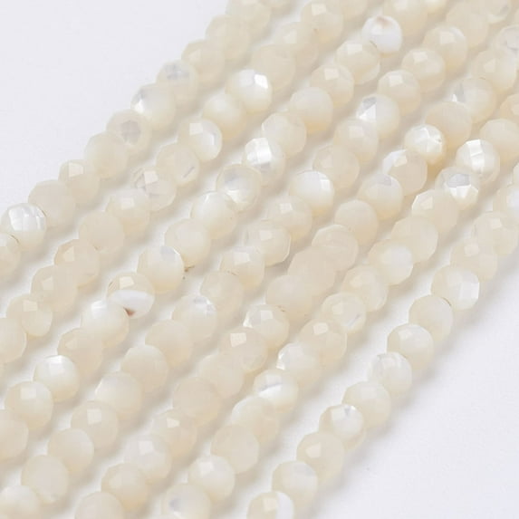 3strands Natural Shell Beads Strands Round Faceted Round 2mm Hole: 0 ...
