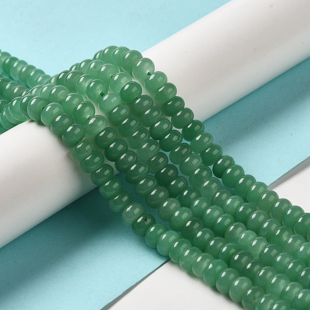 3strands Natural White Jade Beads Strands Dyed Rondelle Dark Sea Green ...