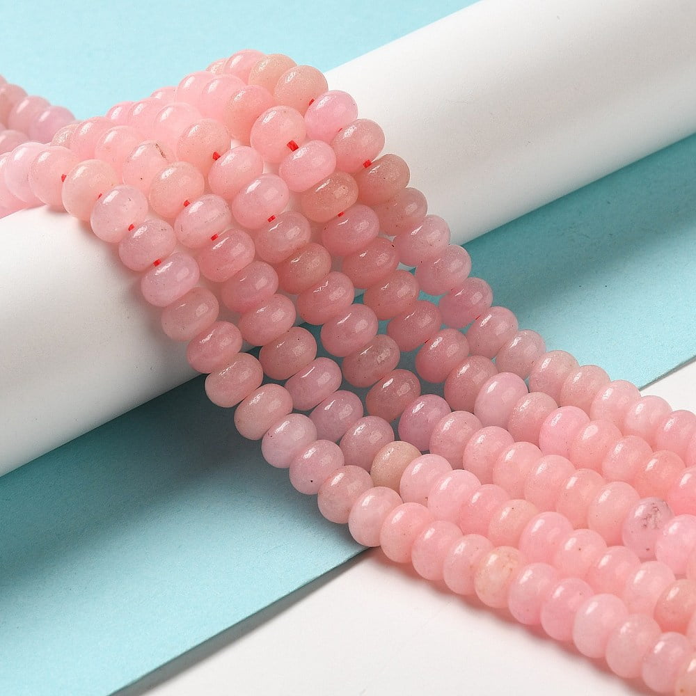 3strands Natural White Jade Beads Strands Dyed Rondelle Pearl Pink ...