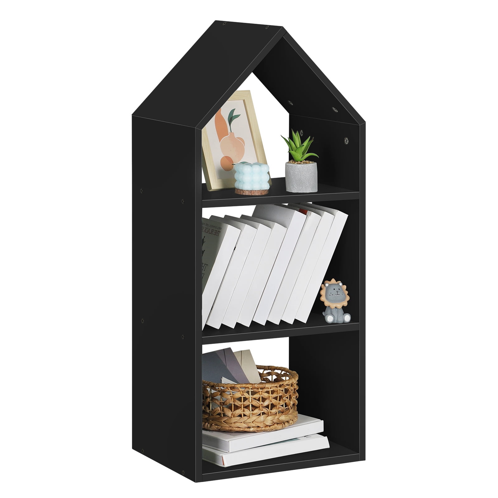3th Floor Corner Bookshelf 35.4inch tall N-shaped bookcase Open Etagere ...