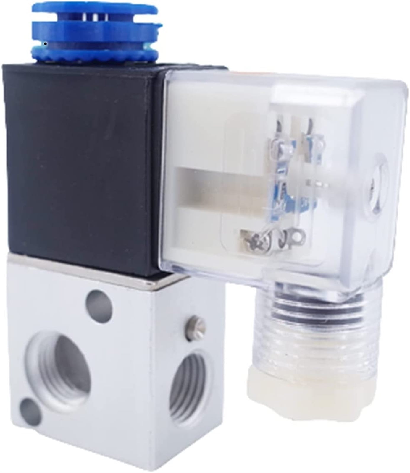 3way Pneumatic Aluminium Solenoid Valve Port M5 1/8 1/4 Inch Micro Control Gas Electric Valve ...