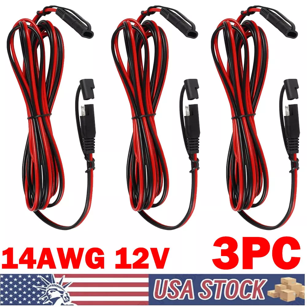 3x 14AWG 12V 1M SAE to SAE Extension Cables Quick Disconnect Wire Harness Cords - Walmart.com