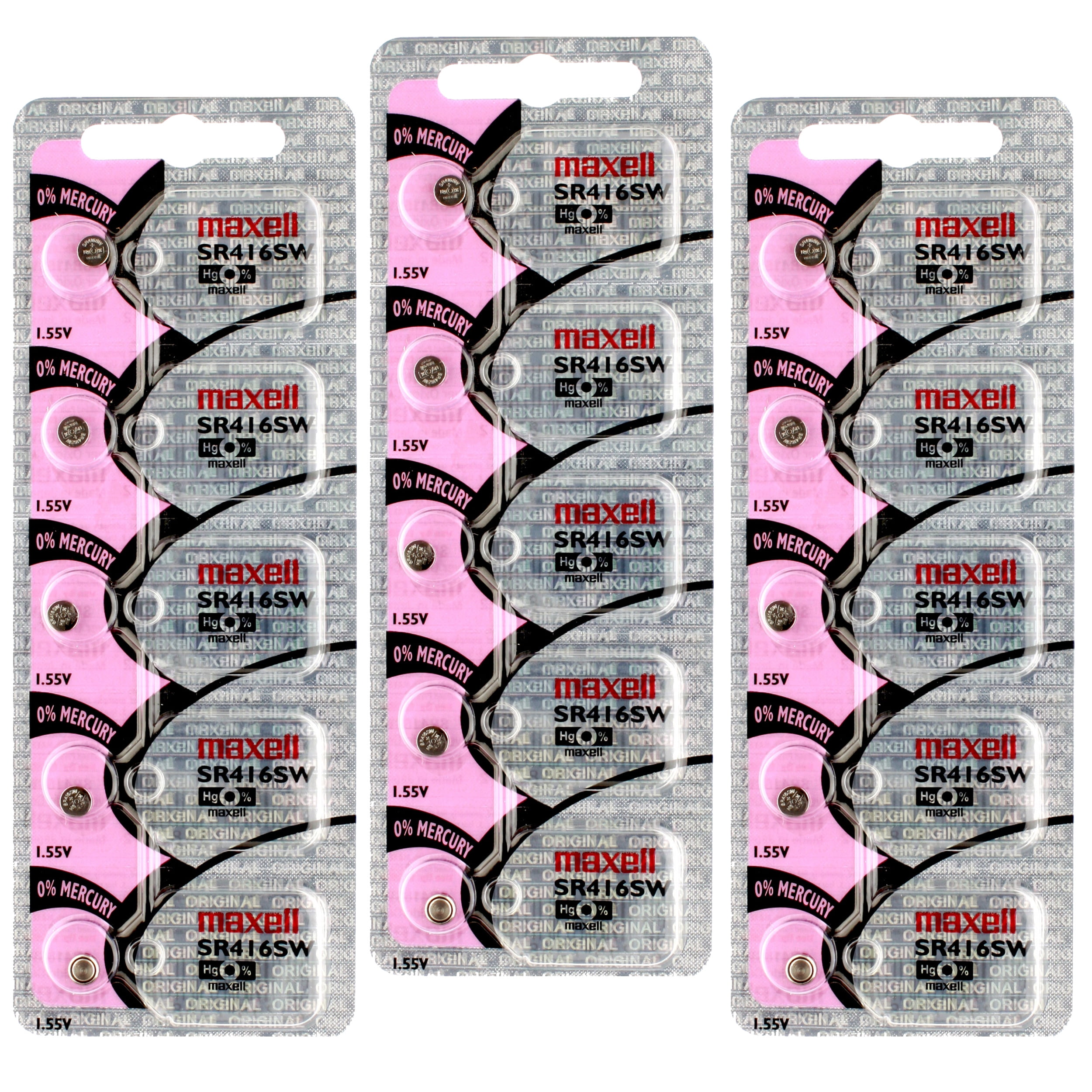 3x 5PK Maxell Silver Oxide Watch Battery SR416SW Drain Replace SB-A5 ...
