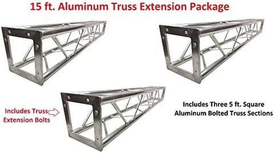 3x 5ft Lighting Square Aluminum Bolted Truss 15' span Stand Universal ...