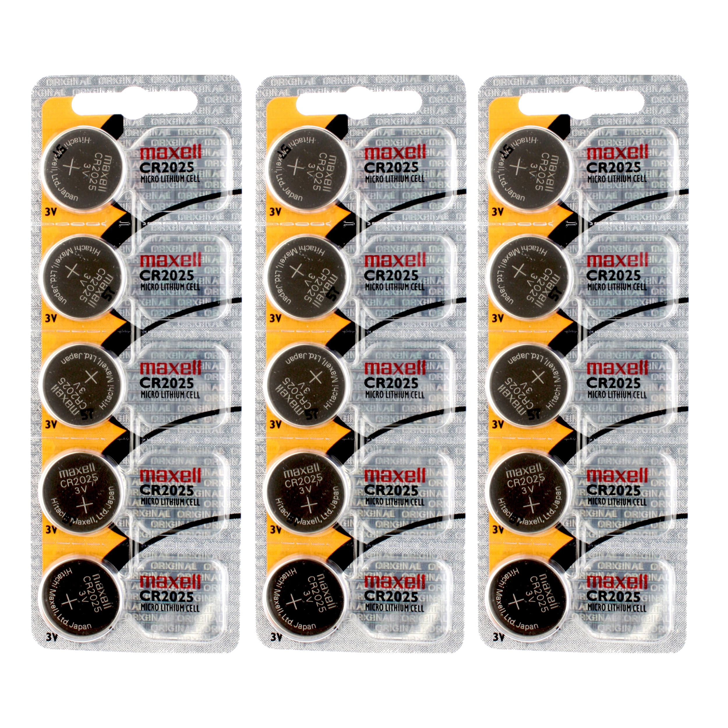 3x 5pc Maxell 3V Lithium Coin Cell Battery CR2025 Replaces DL2025 ...