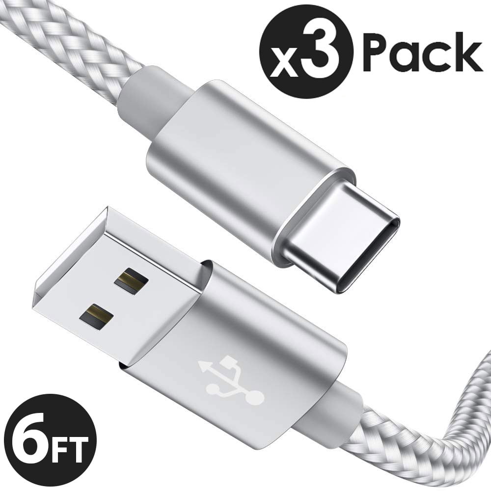 3x 6FT USB Type C Cable Fast Charging Cable USB-C Type-C 3.1 Data Sync Charger Cable Cord For ...