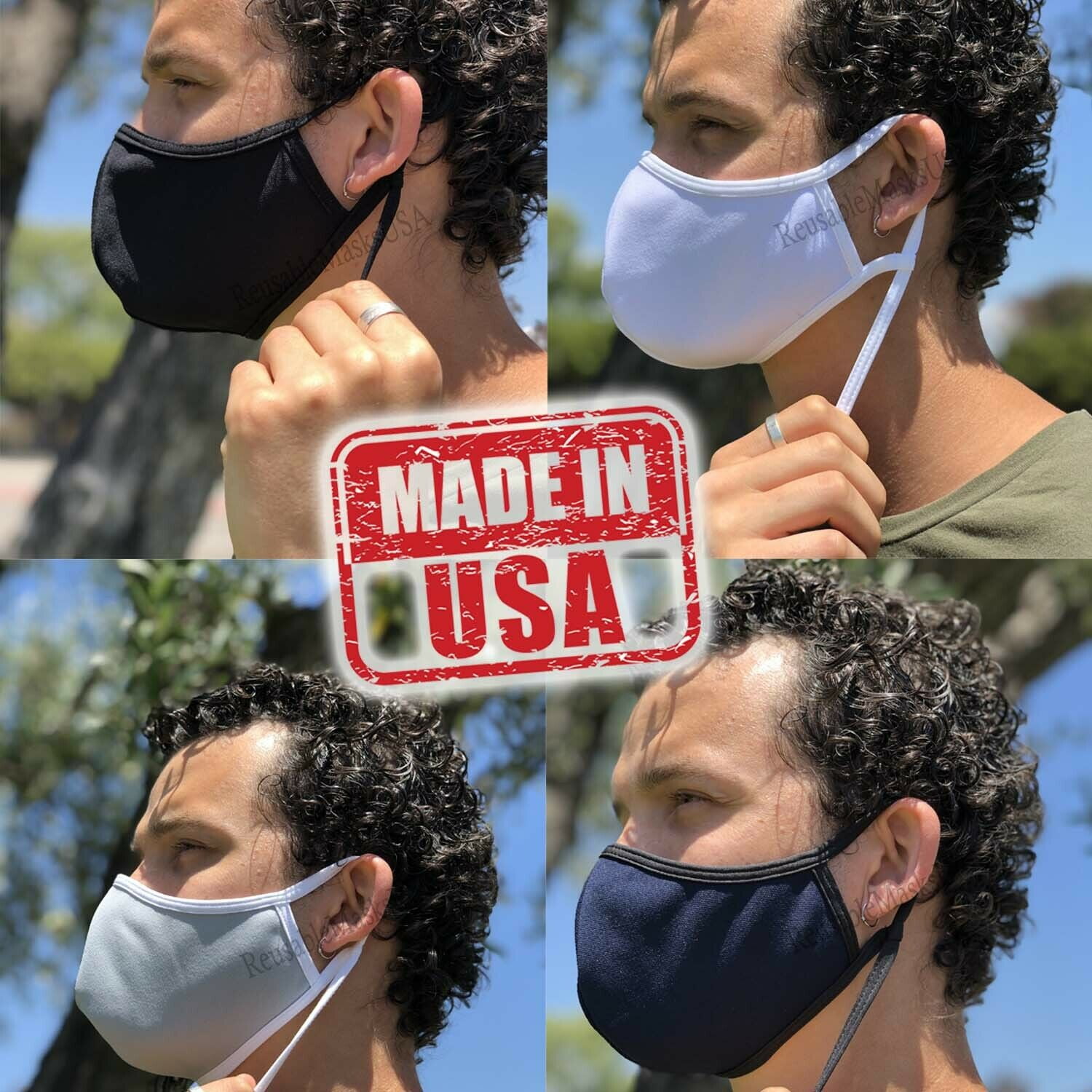 3x Adjustable Face Masks MADE IN USA Washable Reusable Soft Double ...