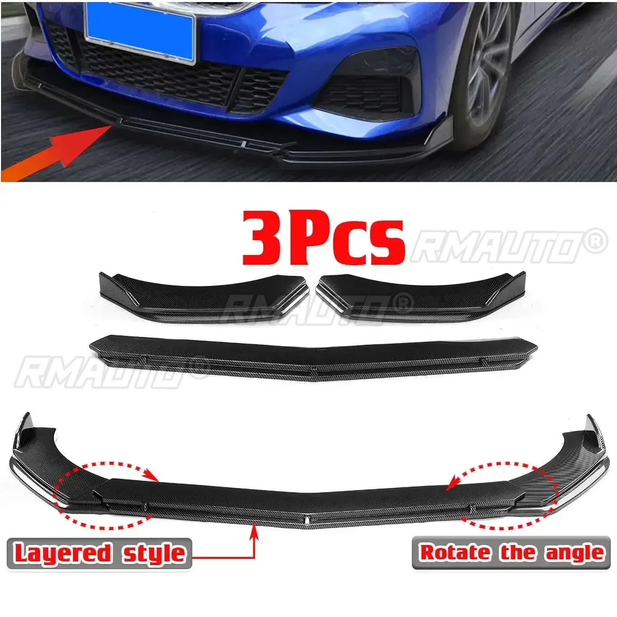 3x Adjustable Universal Car Front Bumper Lip Spoiler Diffuser For Benz ...