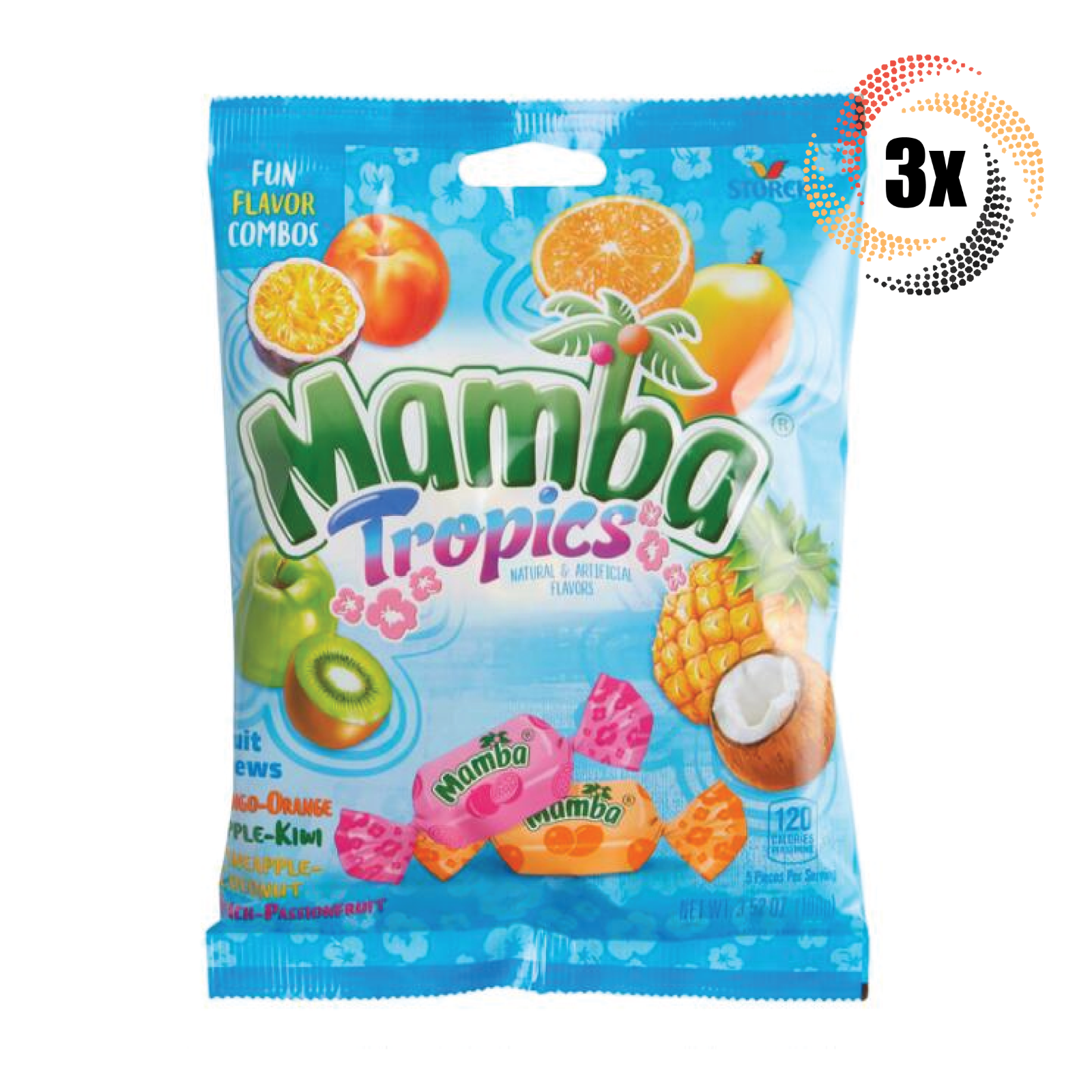 3x Bags Storck Mamba Tropics Assorted Mix Fruit Chews 3.52oz ( Fast ...