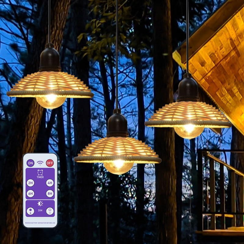 3x Battery Operated Outdoor Chandelier for Gazebo Pendant Light 7 ...