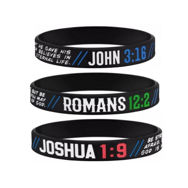 3x Bible Verses Silicone Bracelet Bangle Religious JESUS Christian ...