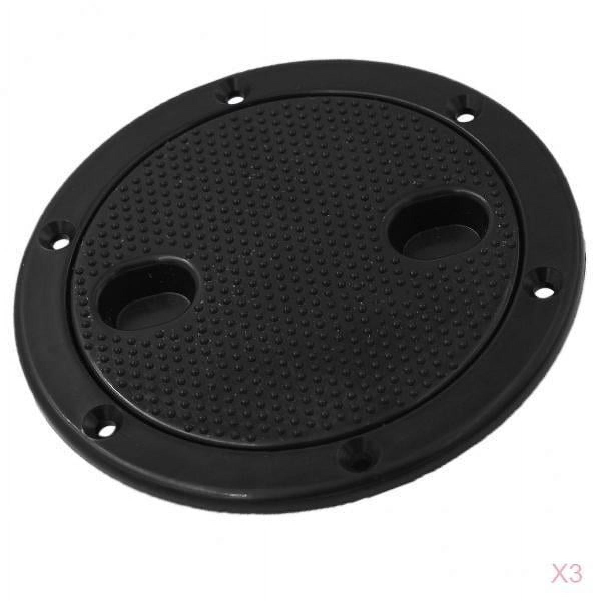 3x Black Marine Boat Yacht Round Deck Access Plate 4" Hardware Fits 4 ...
