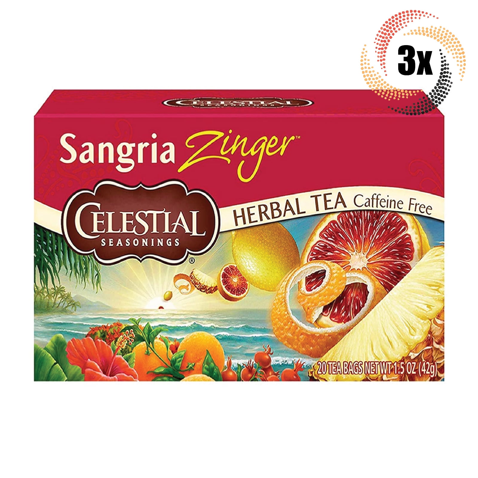 3x Boxes Celestial Seasonings Sangria Zinger Herbal Tea - 20 Bags Each - 1.5oz - Walmart.com