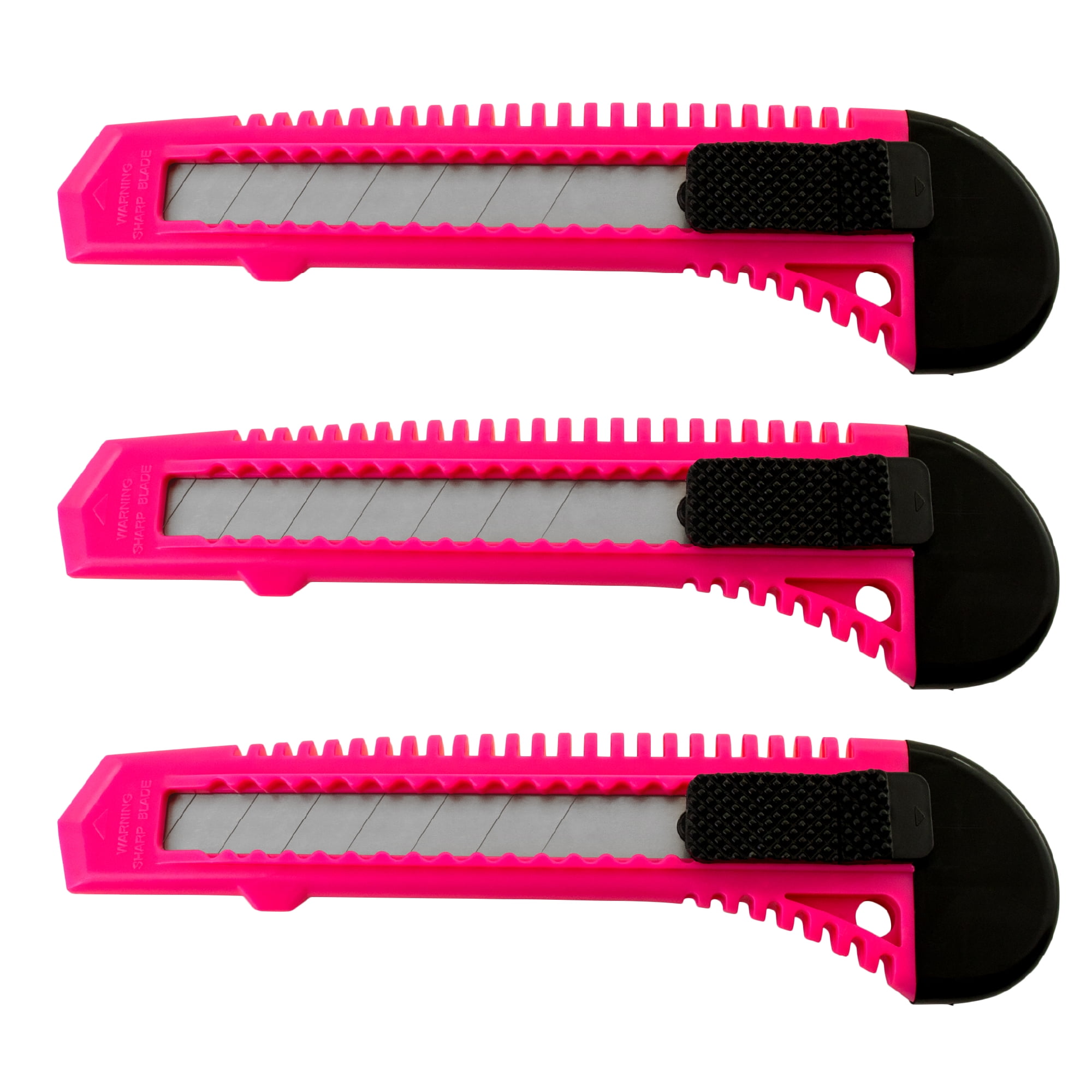 3x Bulk Utility Knife Box Cutters Snap Off Blade Neon Pink - Walmart.com
