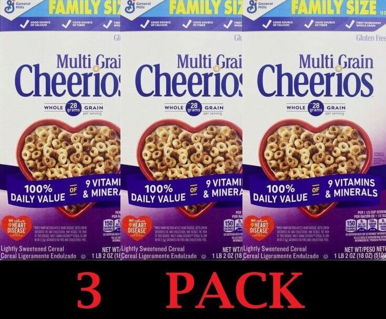 3x CHEERIOS FAMILY SIZE MULTI GRAIN Heart Healthy Whole Grain Oats ...