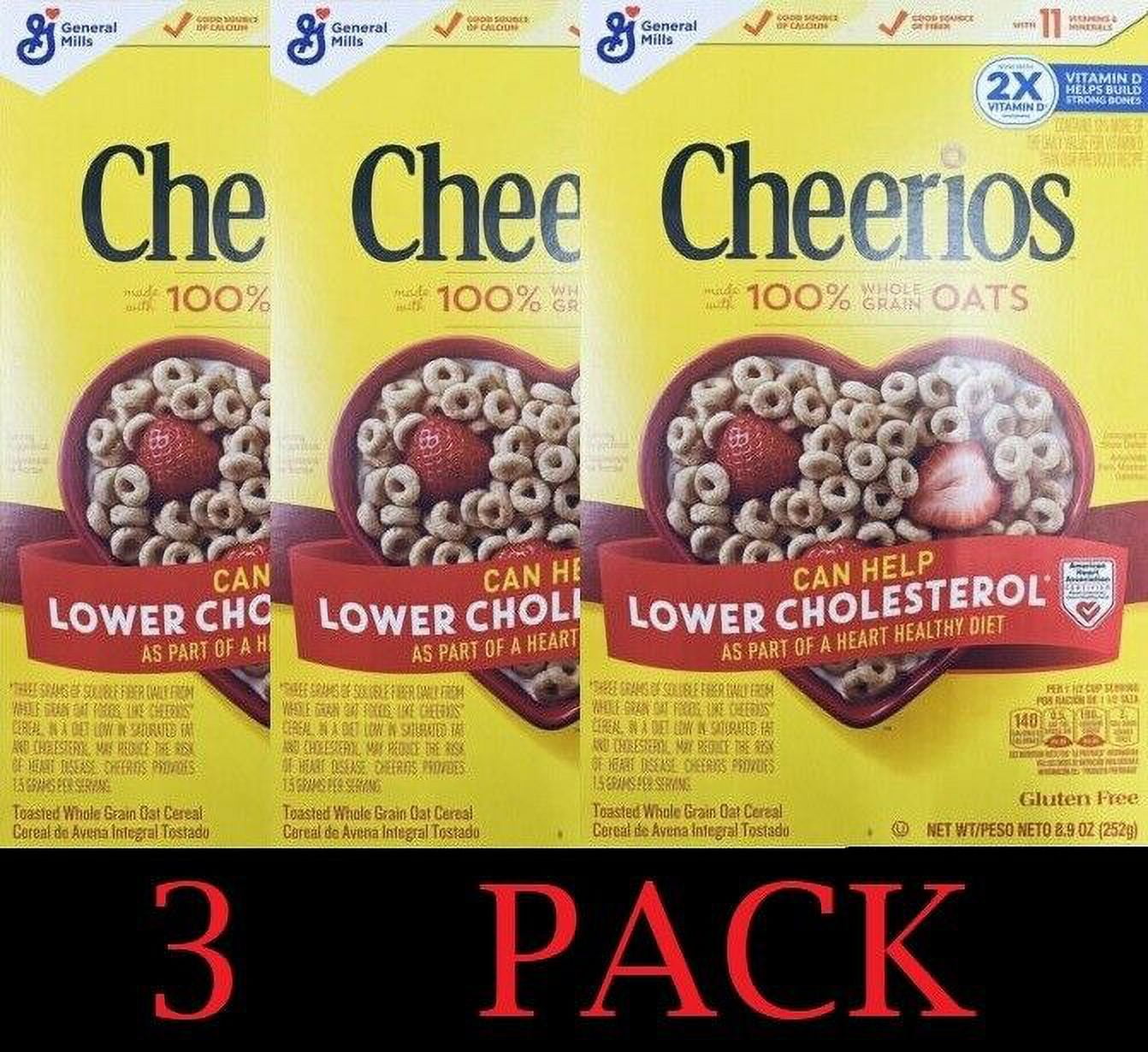 3x CHEERIOS Heart Healthy Gluten Free Whole Grain Oats Breakfast Cereal ...