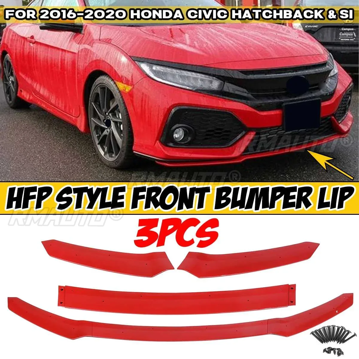 3x Car Front Bumper Lip Spoiler Splitter Diffuser Protection Deflector ...