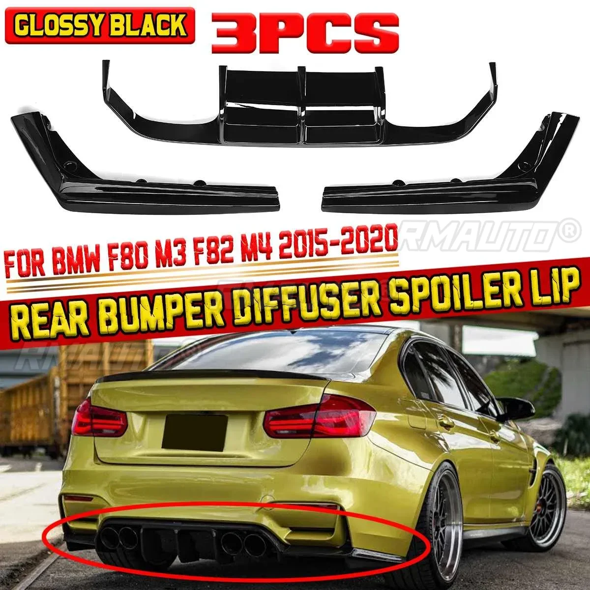 3x Car Rear Bumper Lip Diffuser Spoiler Side Splitters Flaps For BMW ...