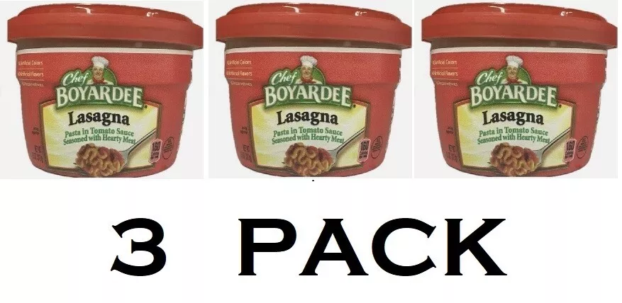 3x Chef Boyardee LASAGNA With meat Microwave Pasta 7.5 Oz - 3 PACK ...
