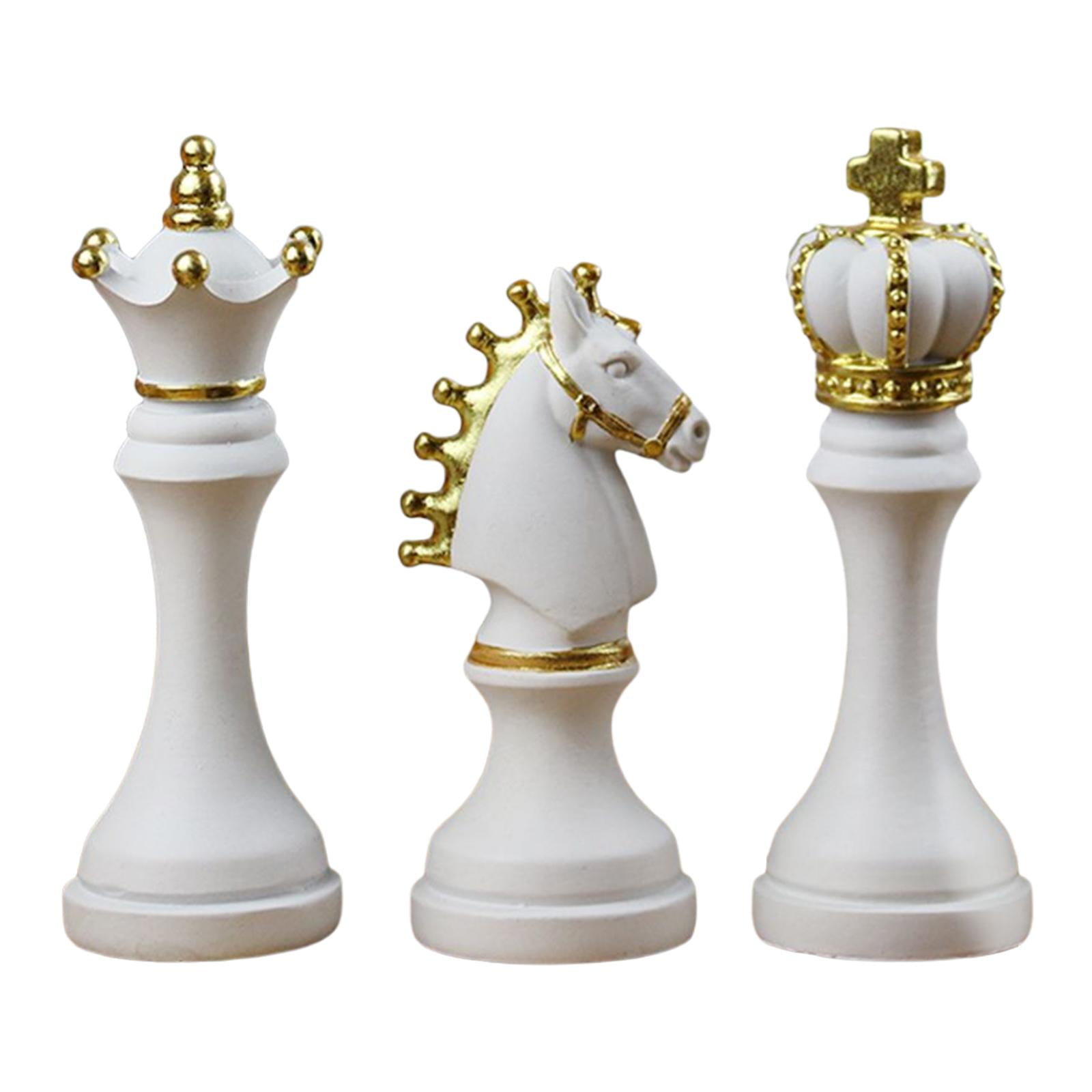 3x Creative Chess Pieces Statue Chessmen Figurine for Desk Office ...