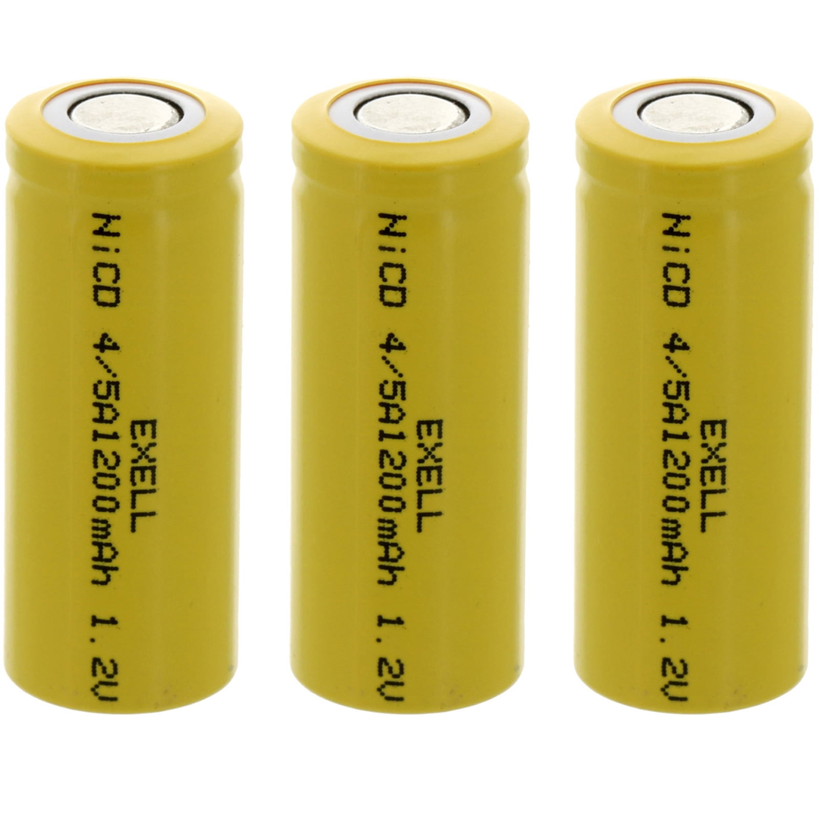 3x Exell 4/5A 1.2V 1200mAh NiCD Flat Top Rechargeable Batteries ...