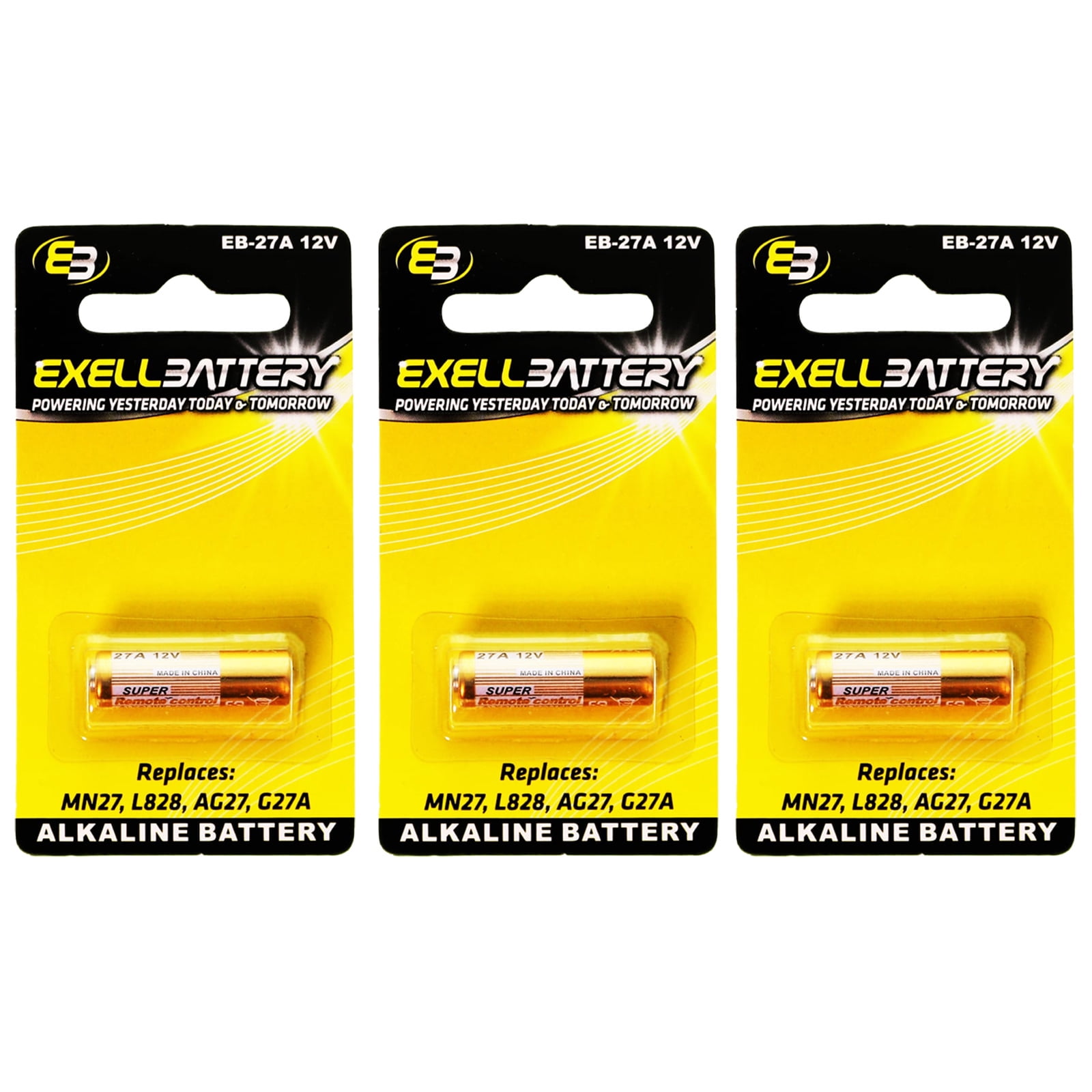 3x Exell EB-27A Alkaline 12V Battery Compatible with EL-812 EL812 G27A ...