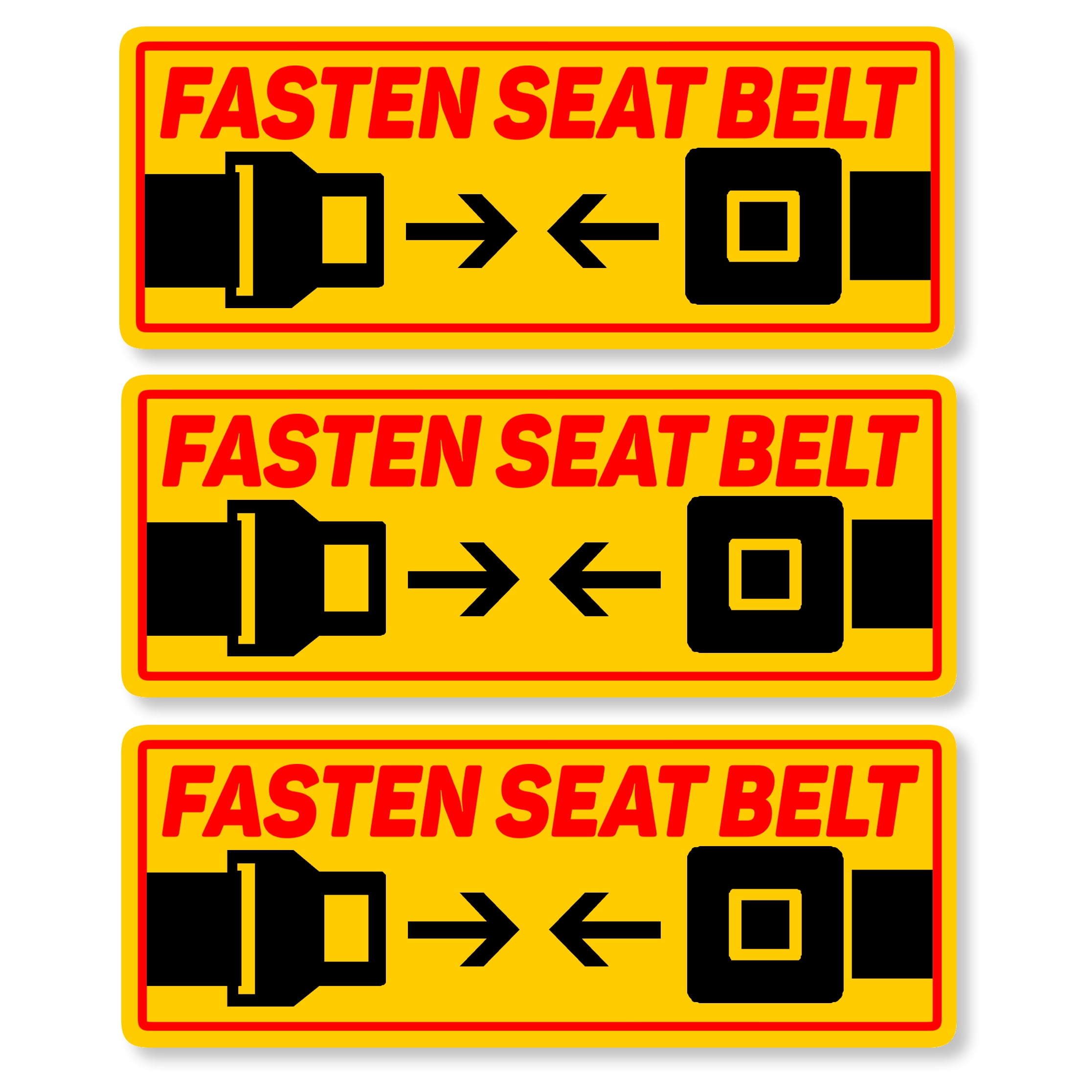 3x Fasten Seat Belt Warning Caution Vehicle Car Bus Safety Strap Vinyl ...