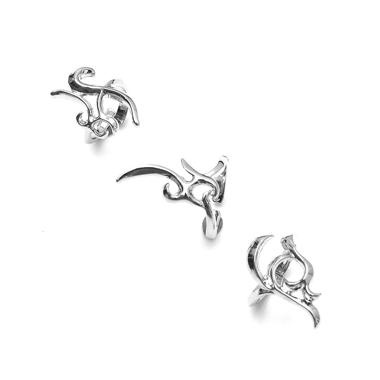 3x Finger Tip Adjustable Opening Art Charm Accessory Silver Women ...