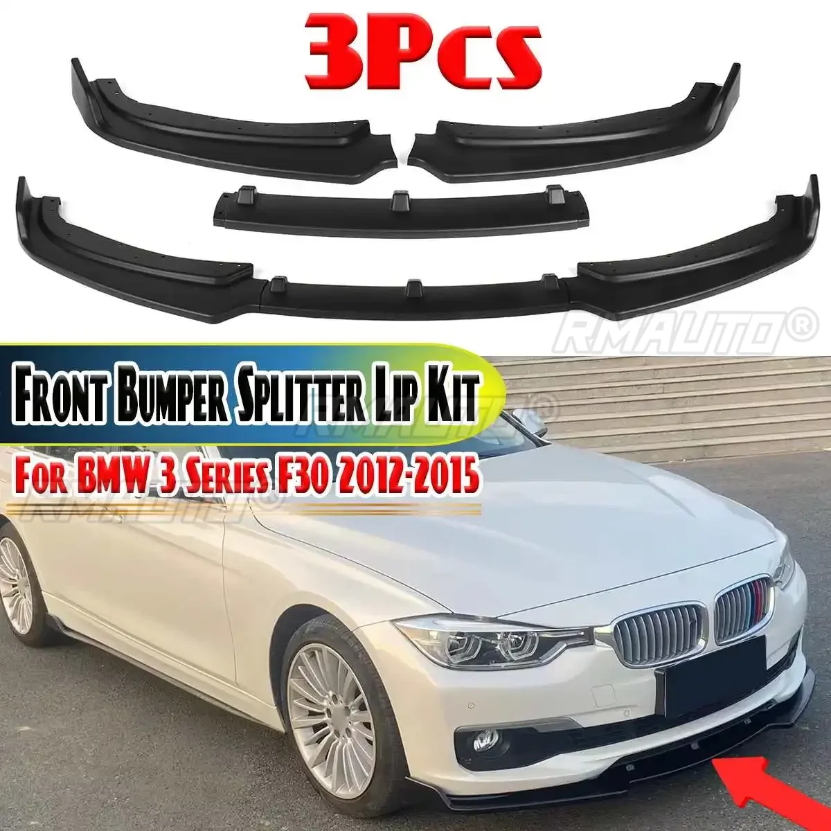 3x Front Bumper Lip Spoiler Splitter Surround Molding Cover Trim For ...