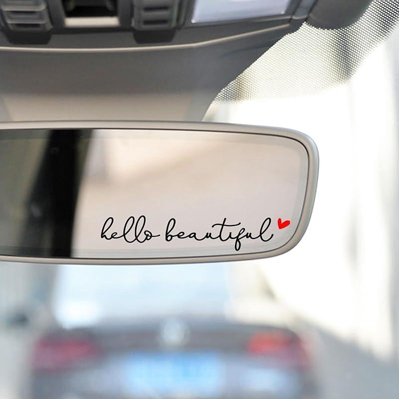 3x Hello Beautiful Rearview Mirror Decal, Vanity Mirror Stickers, Rear ...