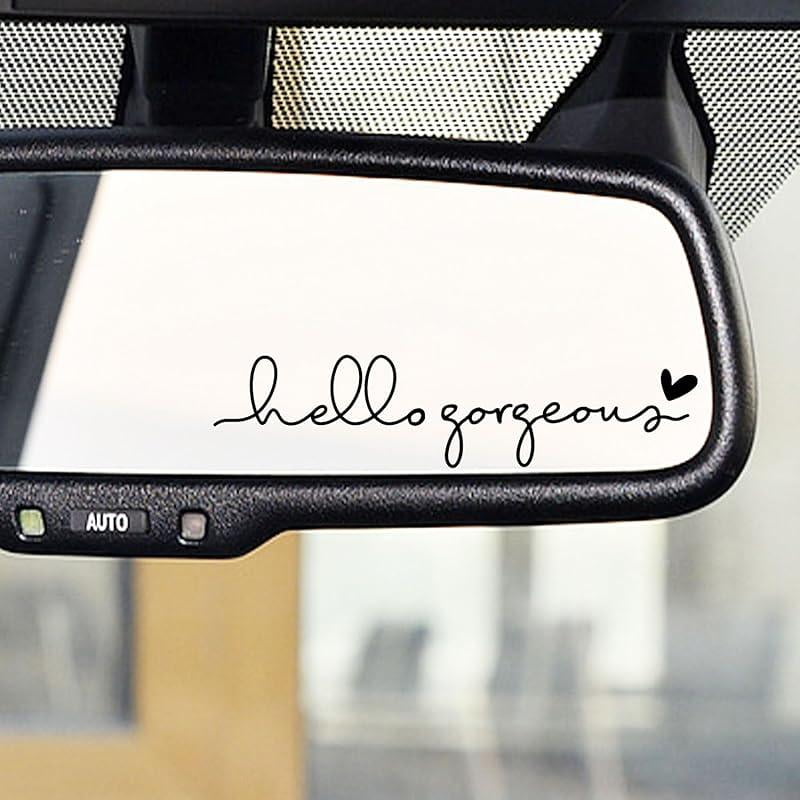 3x Hello Beautiful Rearview Mirror Decal, Vanity Mirror Stickers, Rear ...