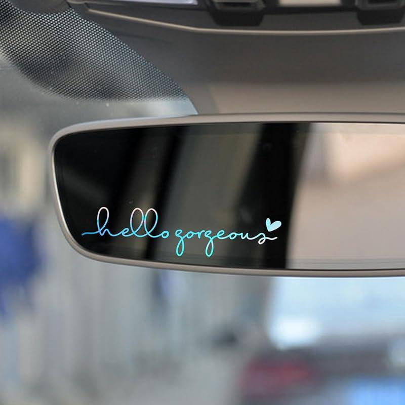 3x Hello Beautiful Rearview Mirror Decal, Vanity Mirror Stickers, Rear ...