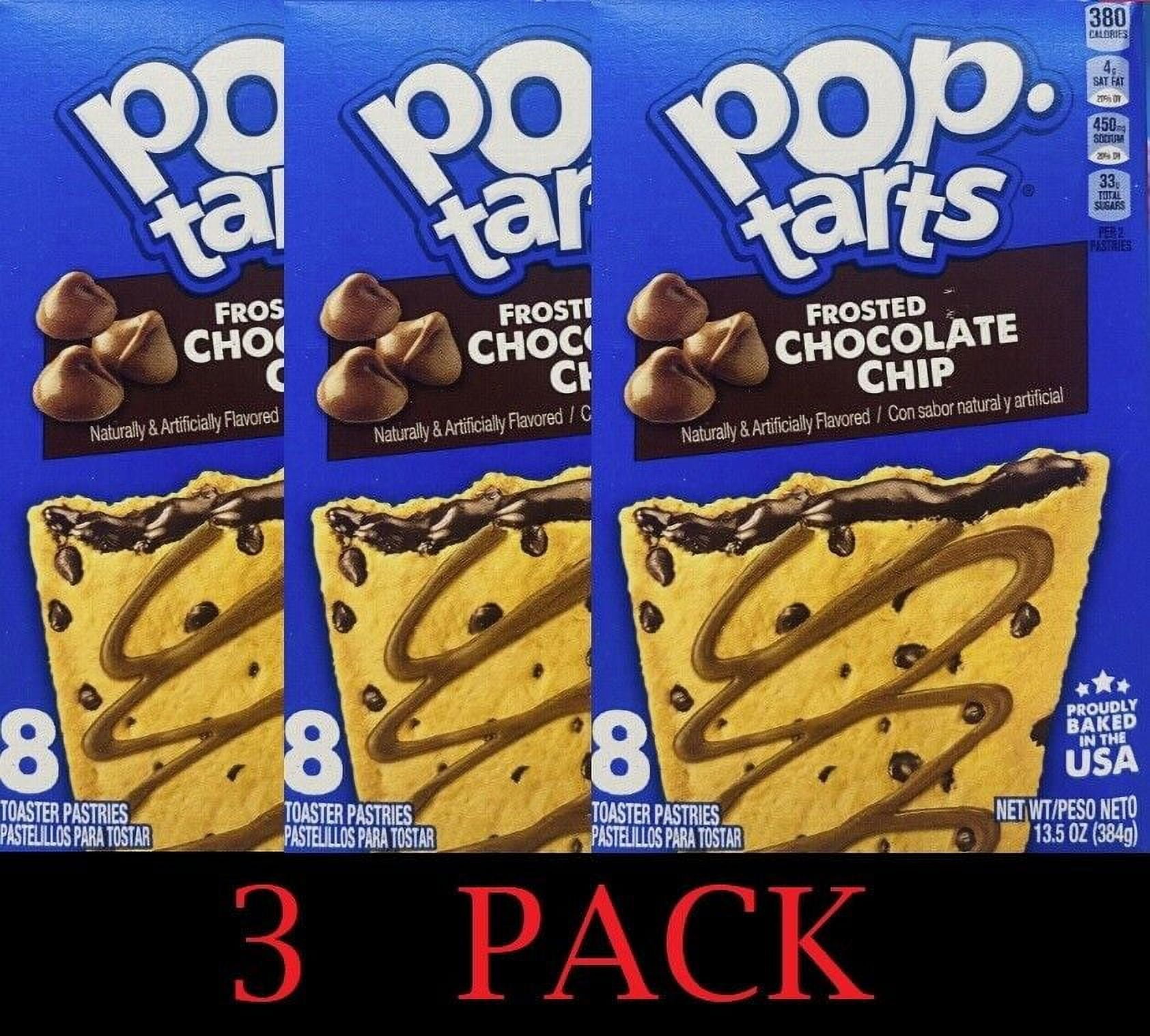 3x Kellogg's Pop Tarts FROSTED CHOCOLATE CHIP Toaster Pastries 13.5 oz ...