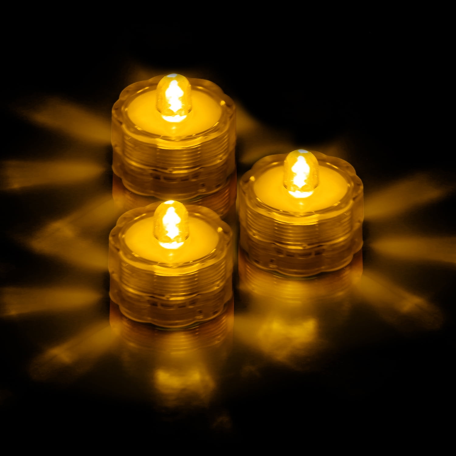 3x LED Waterproof Submersible Tealights Flameless Tealight Battery ...