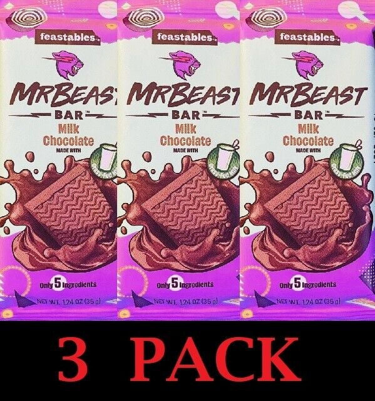 3x Mr Beast Feastables MILK CHOCOLATE Grass Fed Milk Bar 1.24 oz - 3 ...